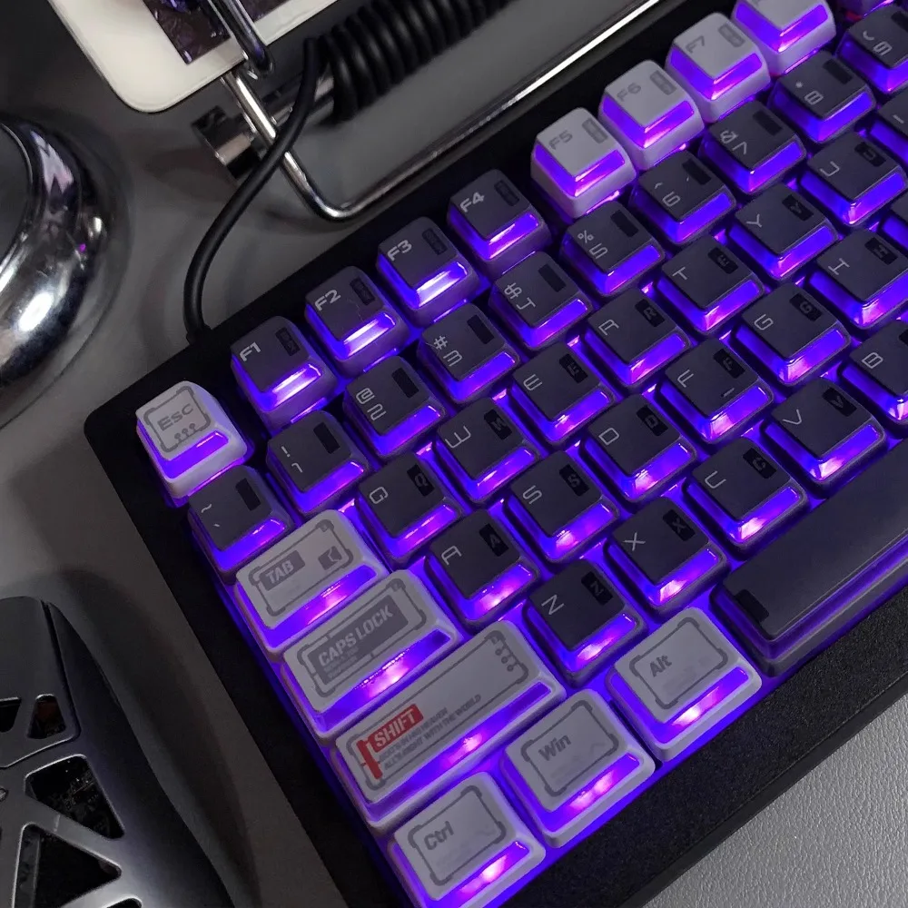 Nuclear-Power-Theme-Keycap-Set-PBT-Custom-Pudding-Translucent-Keyboard ...