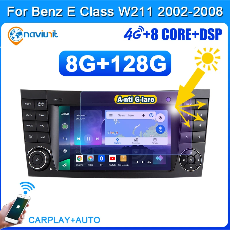 2 din Car radio android 11 stereo screen For Mercedes Benz E-Class W211 ...