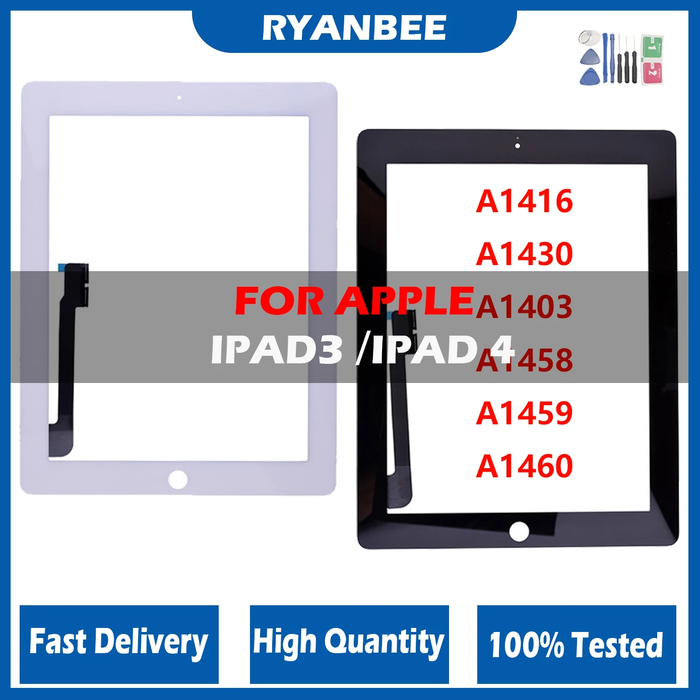 Nova tela de toque para ipad3 ipad4 ipad 3 4 a1416 a1430 a1403 a1458 a1459 a1460 lcd exterior ...