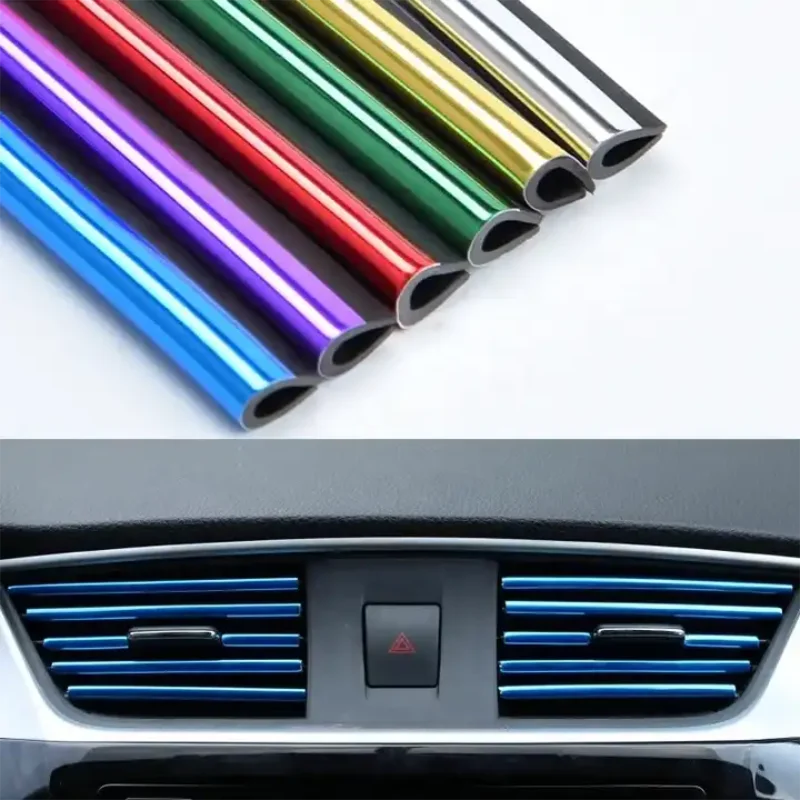 10 Pcs 20cm Car Air Conditioner Vent Outlet Trim Strip U Shape Chrome ...