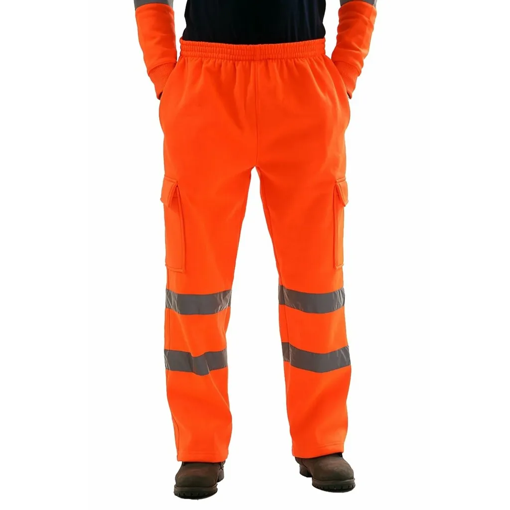Mens Work Uniform Bottoms Safety Sweat Pants Striped Reflective Pants ...