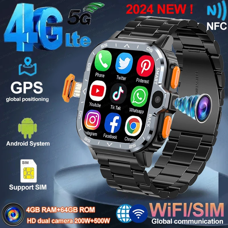 SIM-Smart-Watch-4G-Network-GPS-Navigation-Wifi-NFC-Dual-Camera-64G-ROM ...