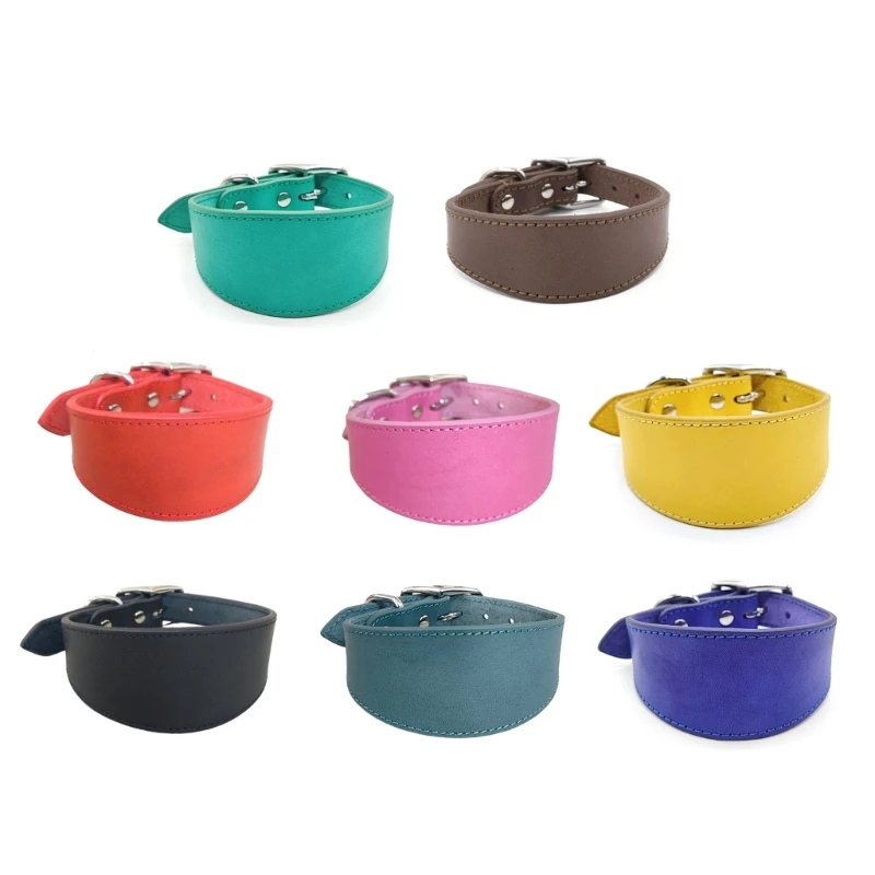67JE-Leathers-Greyhounds-Collars-Soft-Padding-Wide-Collars-for-Whippets ...