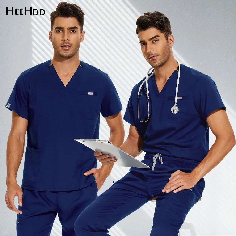 Men-Scrub-Tops-Medical-Uniforms-Dentist-Overalls-Nurse-Clothes-Lab ...