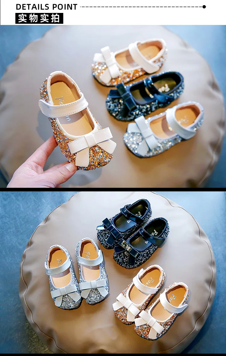 ילדים princess pu ביצועים נעלי ילדה 2022 אביב חדש רך קריסטל ללא החלקה ...