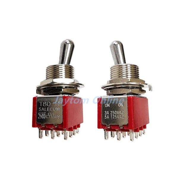 Twidec/4Pcs Mini Toggle Switch 3PDT 3 Position 9 Pins ON/Off