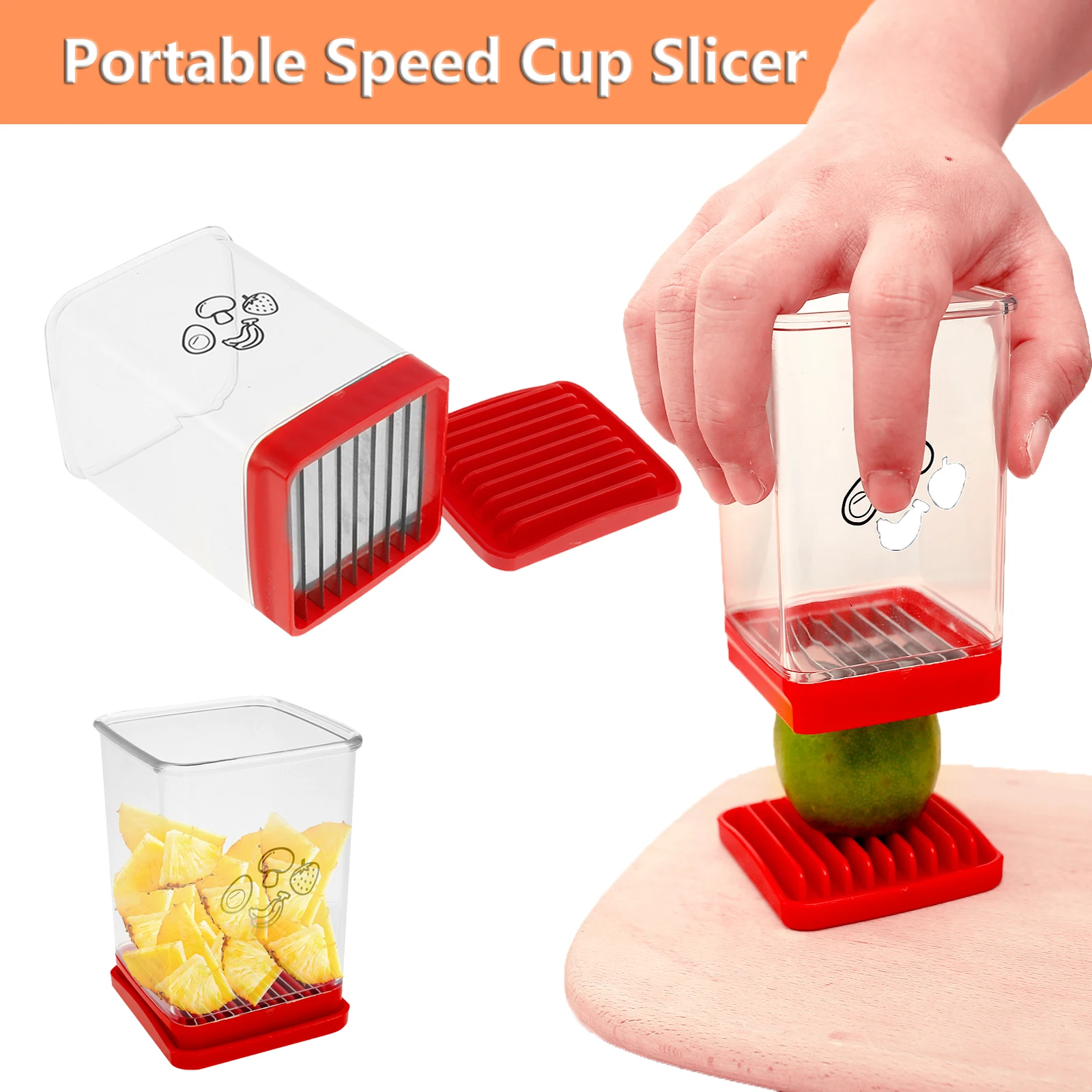 Speed Cup Slicer with Push Plate Portable Cup Slicer Efficient Compact ...