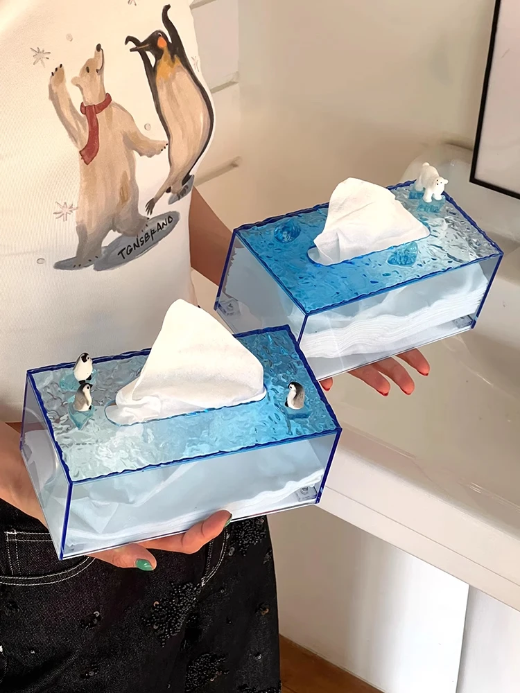 AhunderJiaz Melting Glacier Tissue Box - Creative Polar Bear Penguin ...