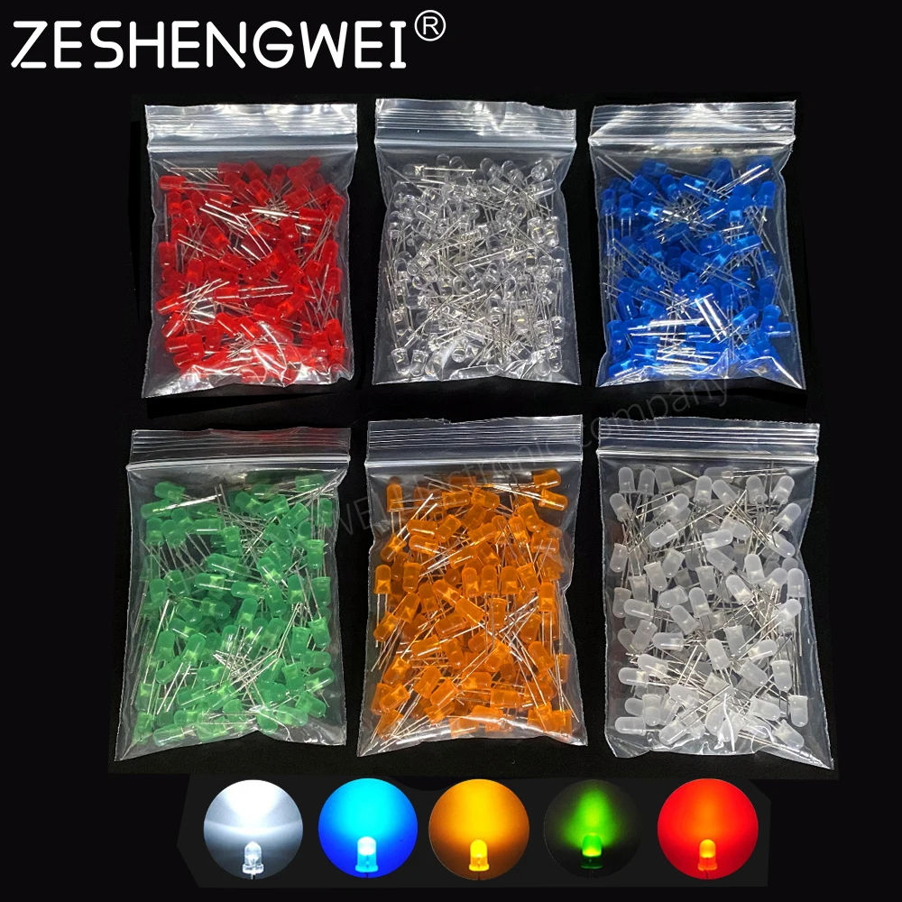 DIY-Light-Emitting-Diode-Assorted-Kit-branco-verde-vermelho-azul ...