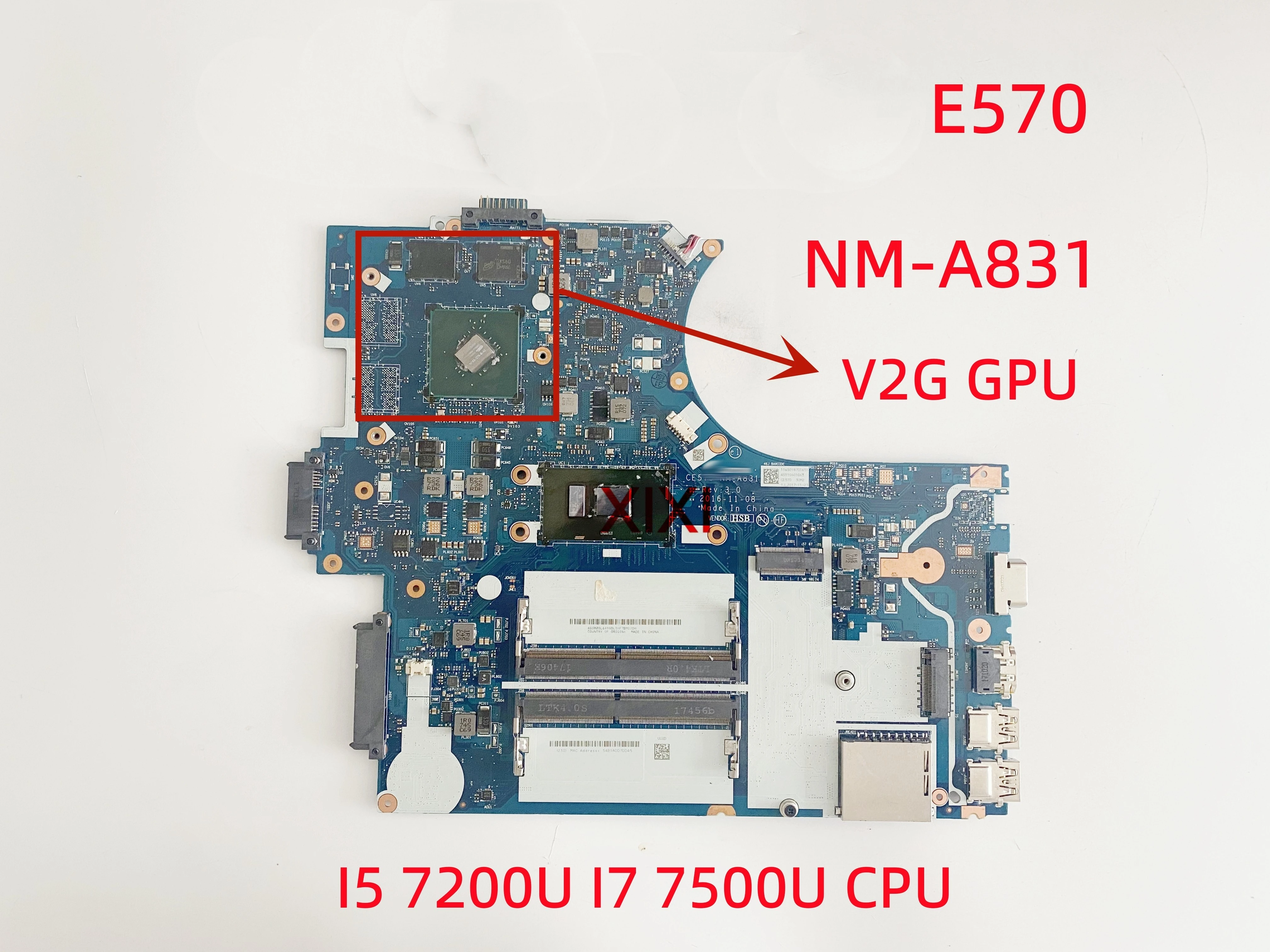 NM A831 For Lenovo ThinkPad E570 laptop motherboard With I5 7200U I7 ...
