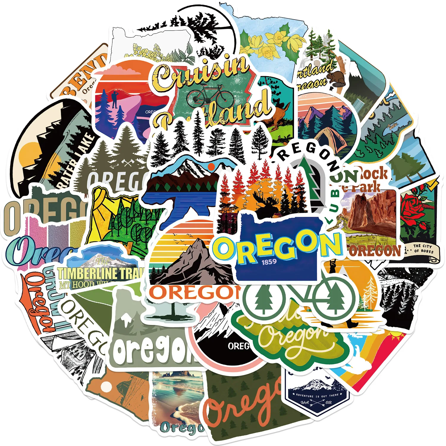 10-30-50Pcs-Oregon-America-state-sticker-For-Suitcase-Skateboard-Laptop ...