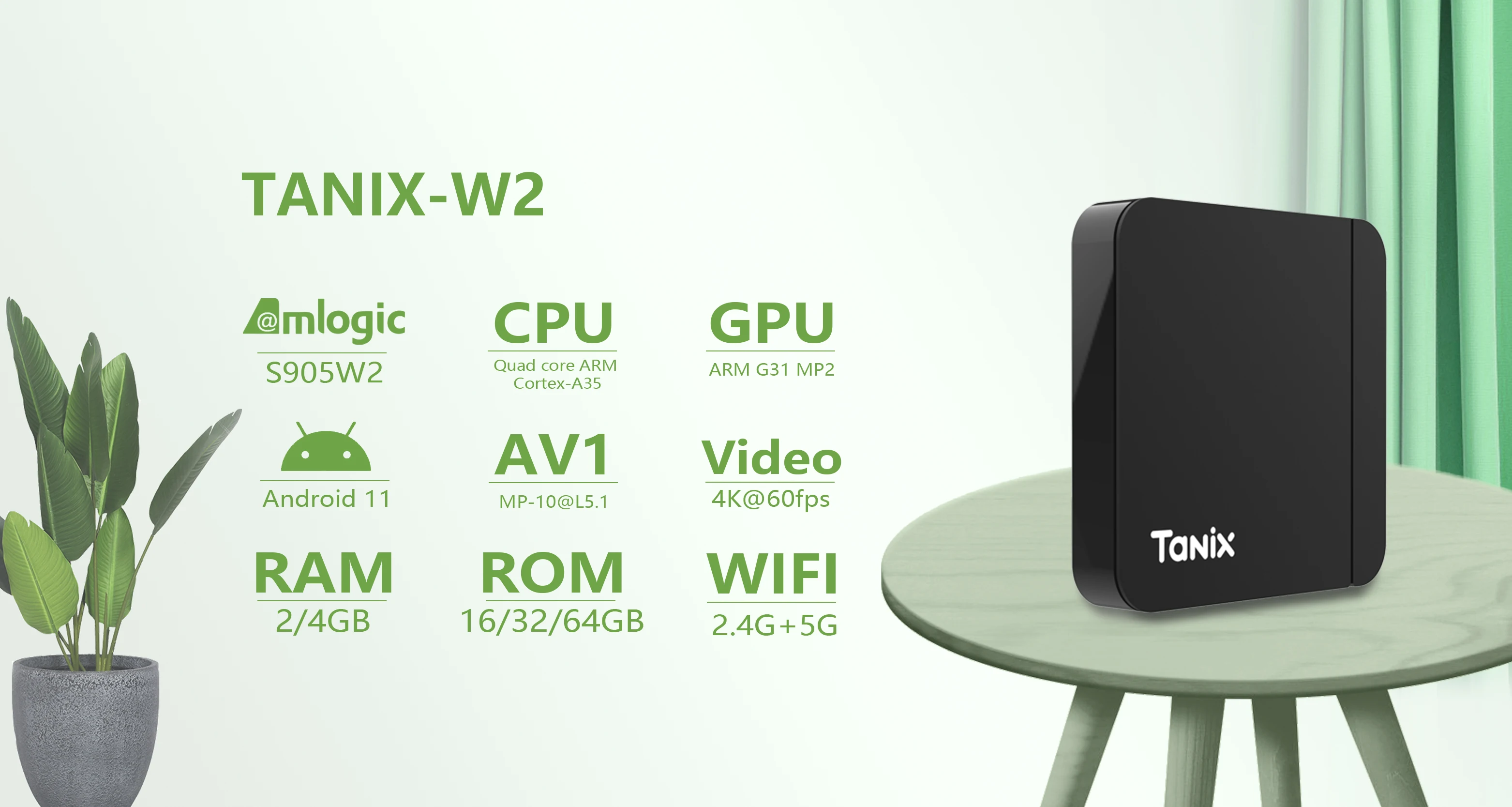 Boîtier Smart TV - Tanix - W2 - Amlogic S905W2 - 2 Go RAM - 16 Go ...