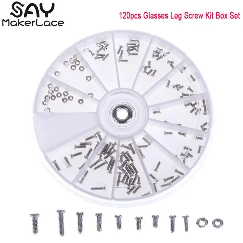 120pcs-Set-Glasses-Leg-Screw-Kit-Box-Set-Assortment-Screws-Nuts-Pads ...