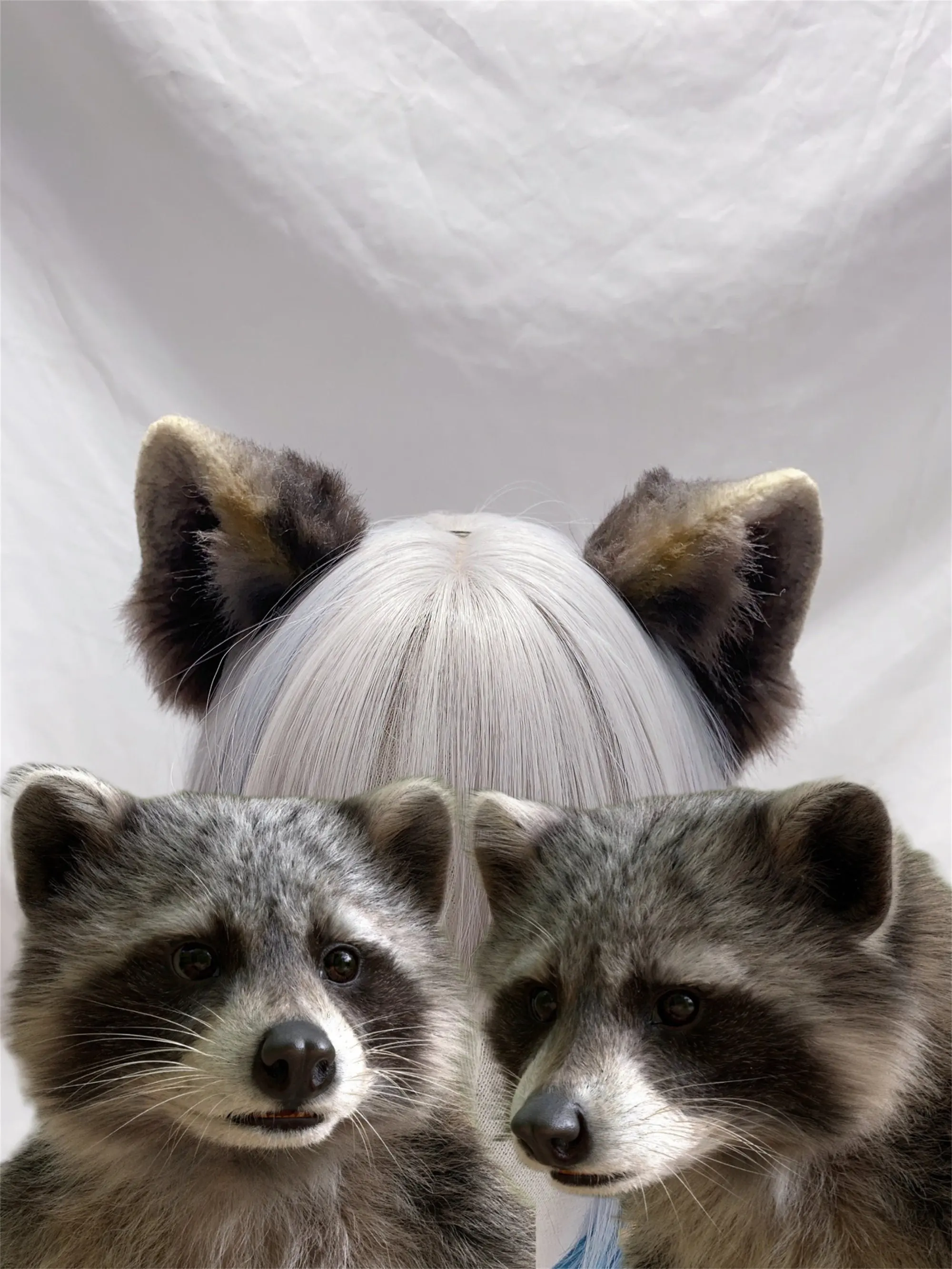 Diadema-de-orejas-de-mapache-hecha-a-mano-lindo-oso-negro-marr-n-orejas ...