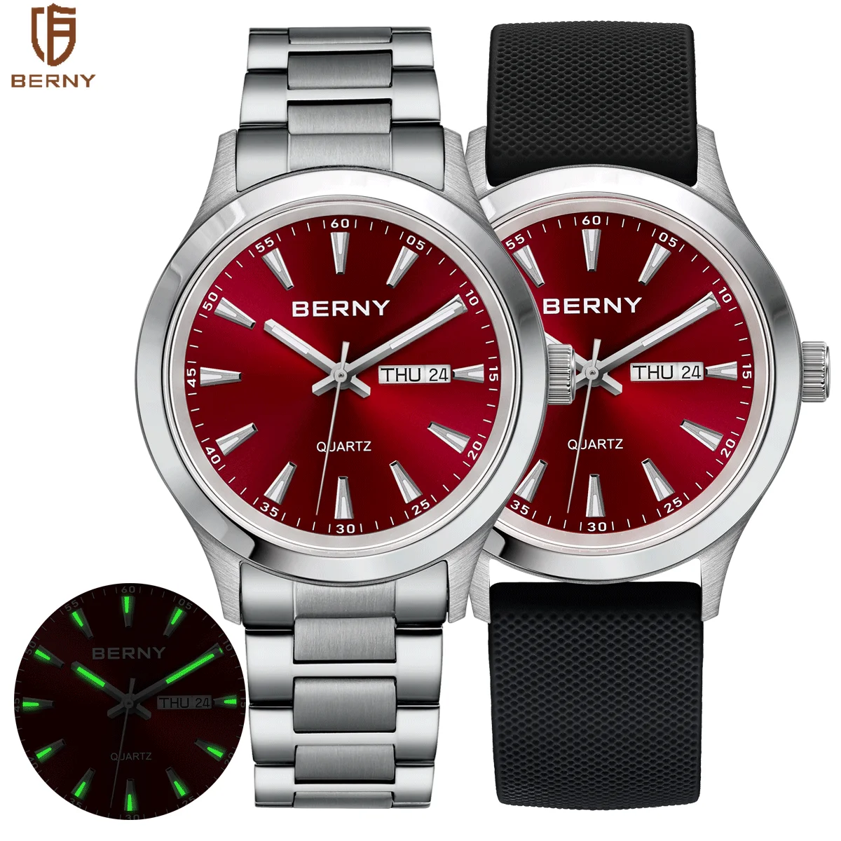 Berny Men Quartz Watch Calendar Luxury Waterproof Wristwatch Miyota ...