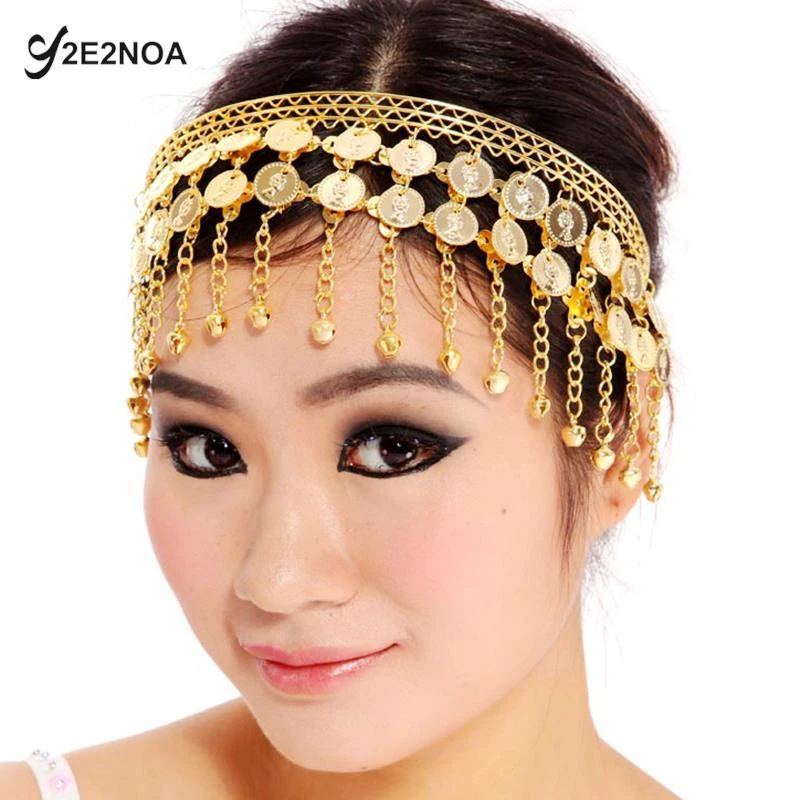 Women Belly Dance Hairpin Coins Tassels Gypsy Headband Indian Dance ...