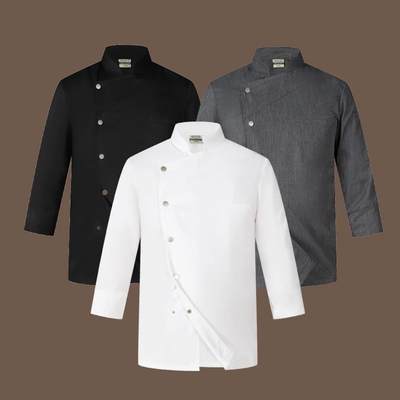 white-Chef-Jacket-Long-Sleeve-chef-uniform-Cook-Coat-Chef-T-shirt-Baker ...