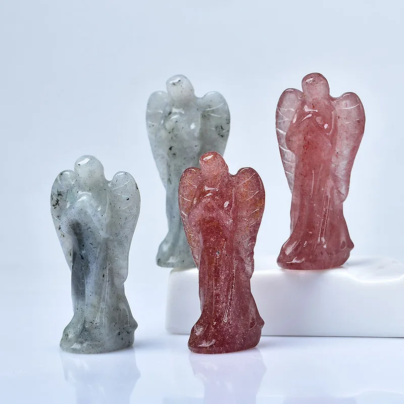 1PC Natural Crystal Angel Statue Raw Crystals Hand Carved Samll Girl ...