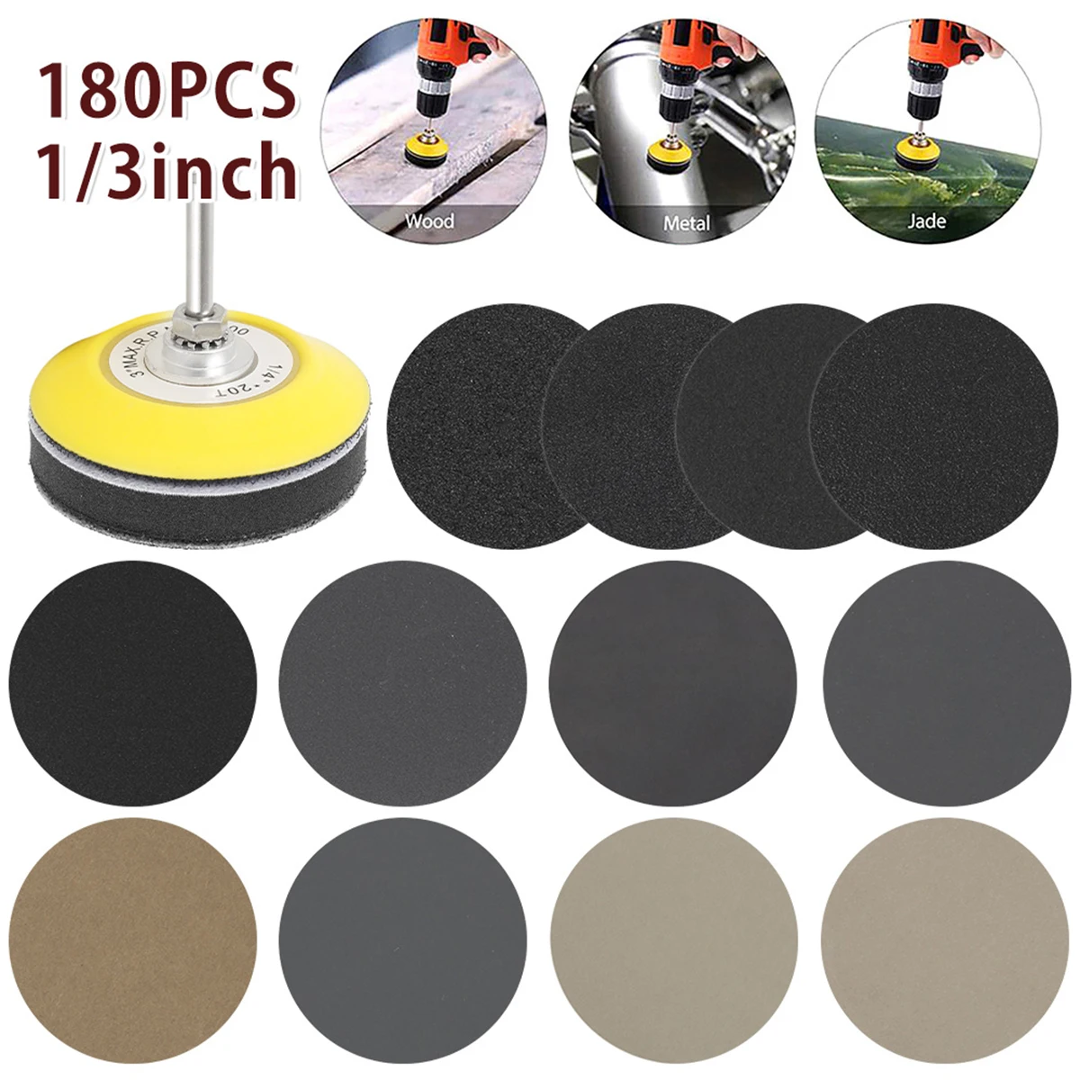 180Pcs-Sanding-Discs-1-3-Inch-Round-Sanding-Pads-60-10000-Grit-Sanding ...