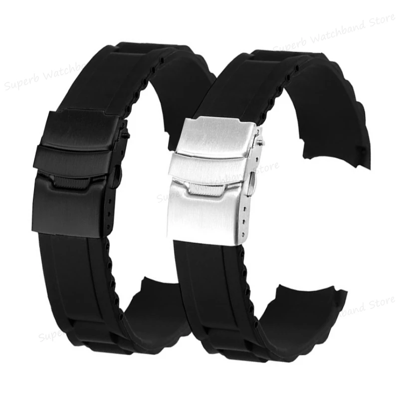 Universal-Curved-End-Silicone-Watch-Band-16-18-20-22-24-26mm-Soft ...
