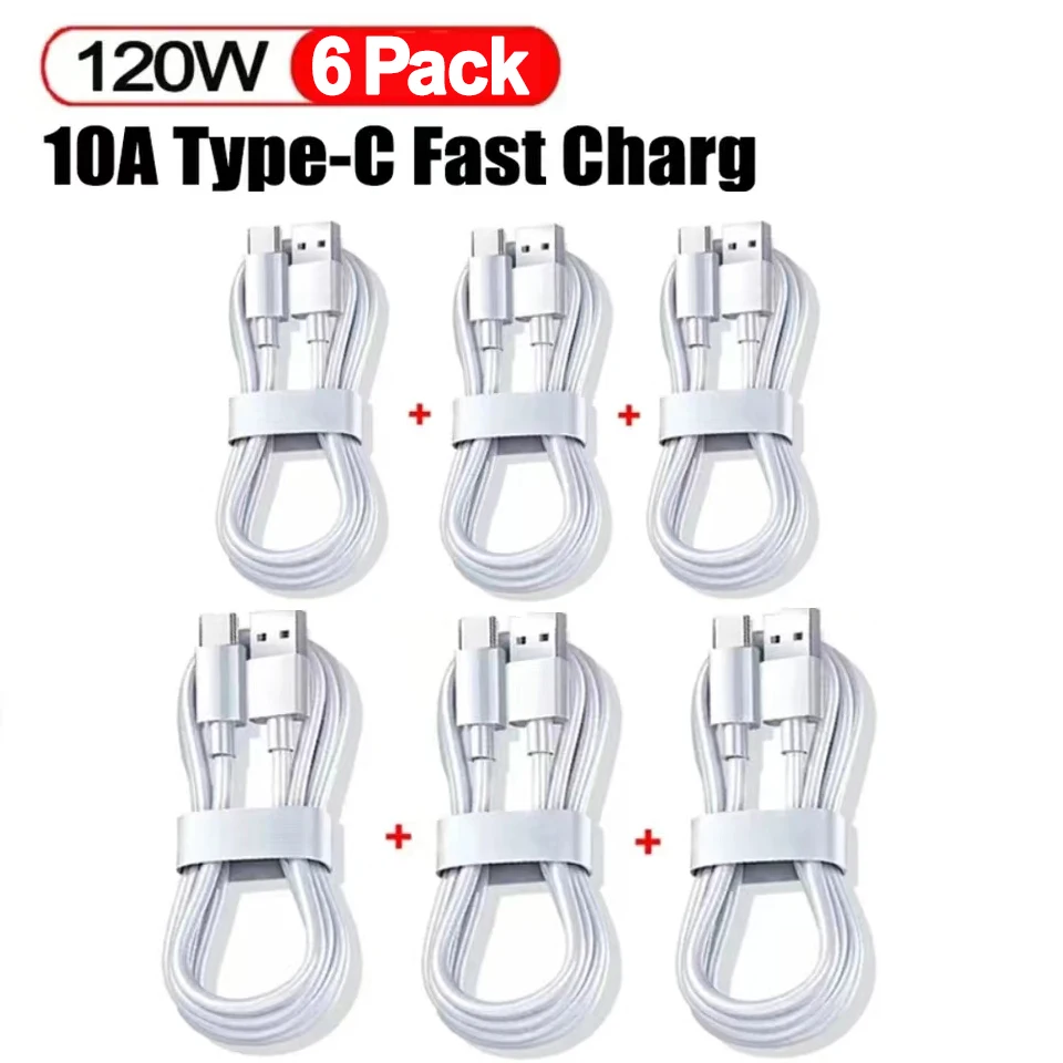 New-6-2PCS-10A-100W-Type-C-USB-Super-Fast-Charging-Cable-Data-Cord-For ...