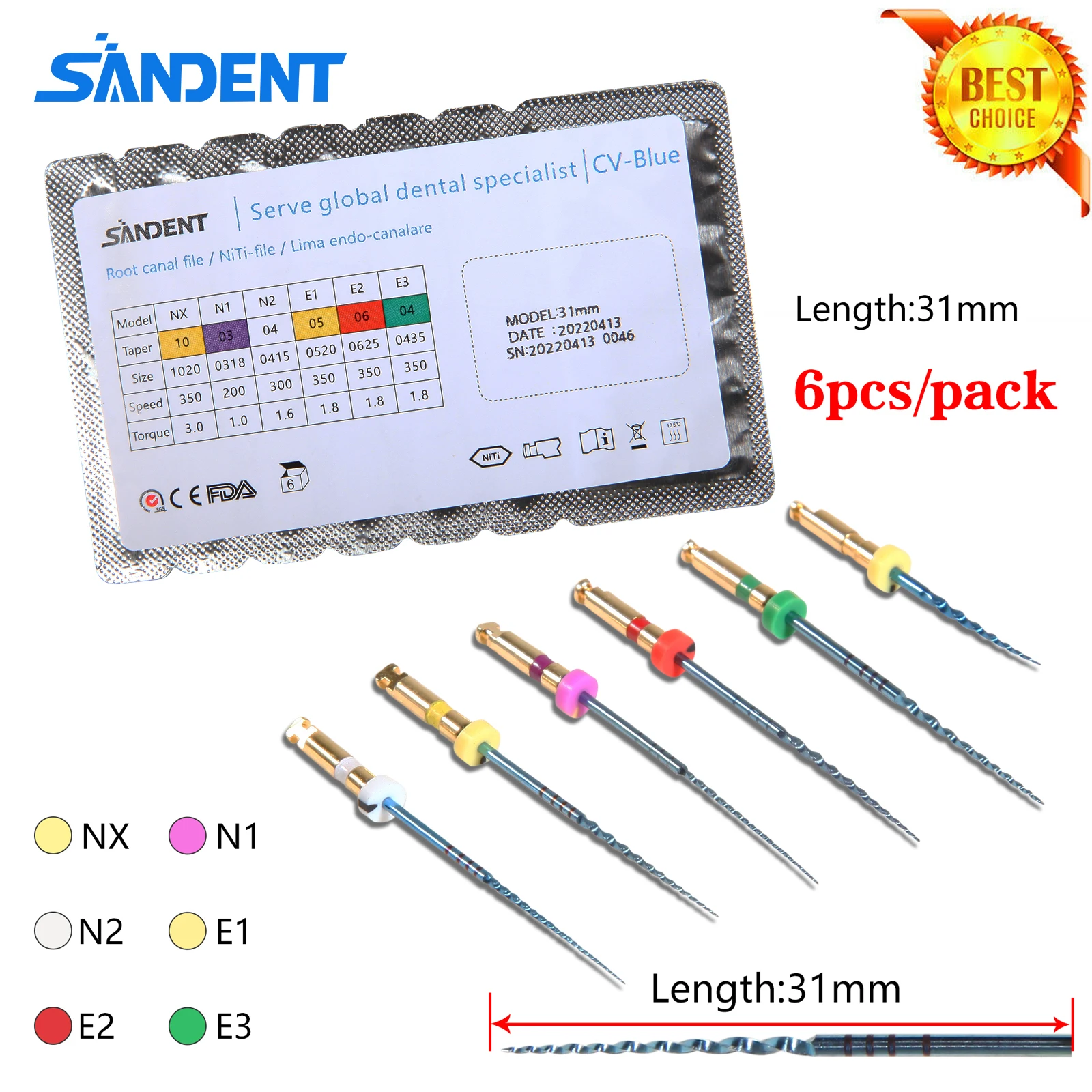 31mm Dental NiTi Super Files Rotary Endodontic Engine File Endo Motor ...
