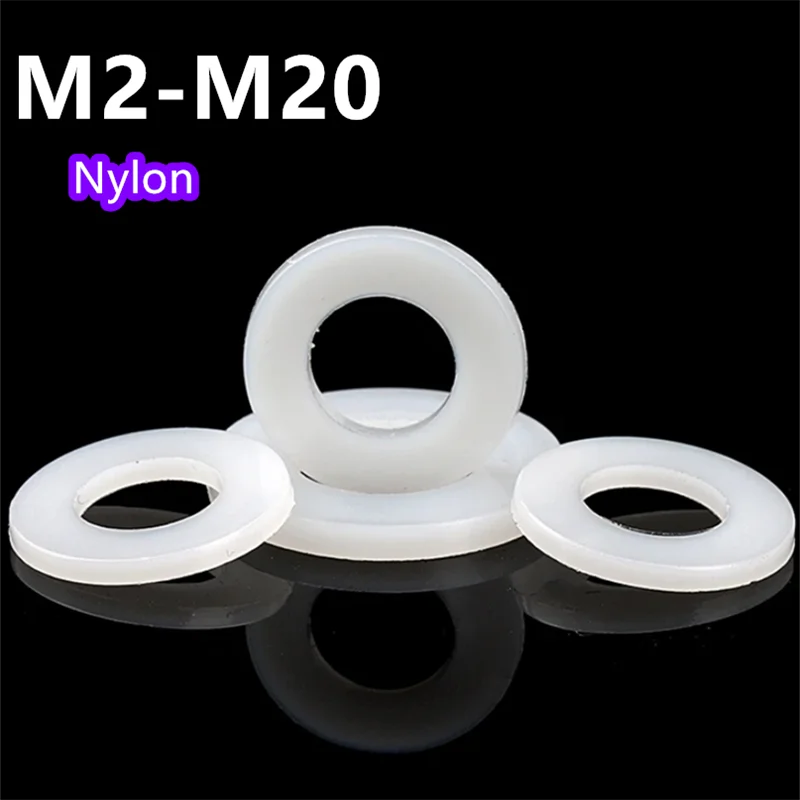 20-100pcs Nylon Washer Flat Gasket Plastic Sealing Hard Washers White ...