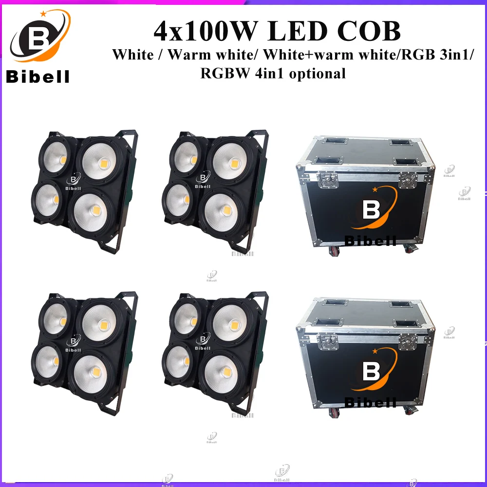Flightcase-4pcs-LED-4x100W-COB-Audience-DMX-Light-4-Eyes-Blinder ...