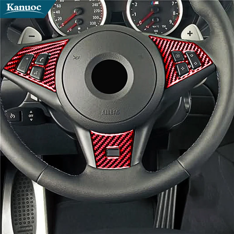 Carbon Fiber Steering Wheel Button Chin Decorative Stickers Car ...