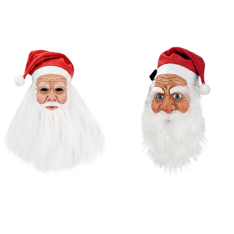 Santa-Claus-Mask-And-Beard-Soft-Latex-Mask-Headgear-White-Full-Beard ...