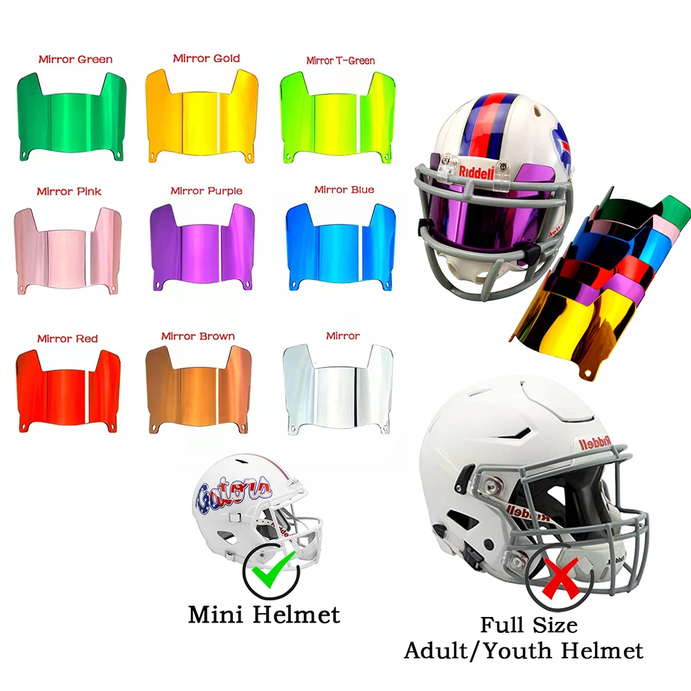 Mini-Football-Helmet-Visor-Chrome-Mirror-Eye-Shield-with-Screw-Clips ...