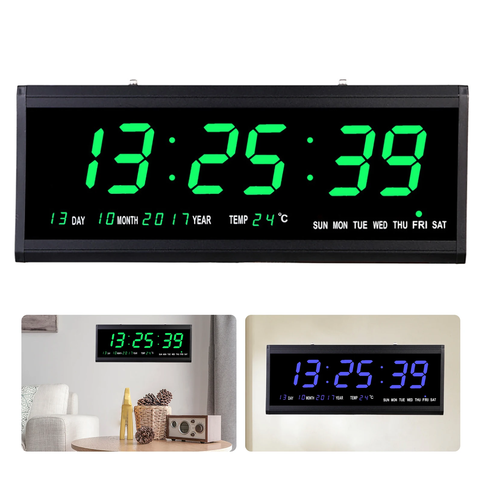 XXL-Grosse-LED-digital-Wanduhr-mit-Datum-Temperatur-Alarm-Clock ...