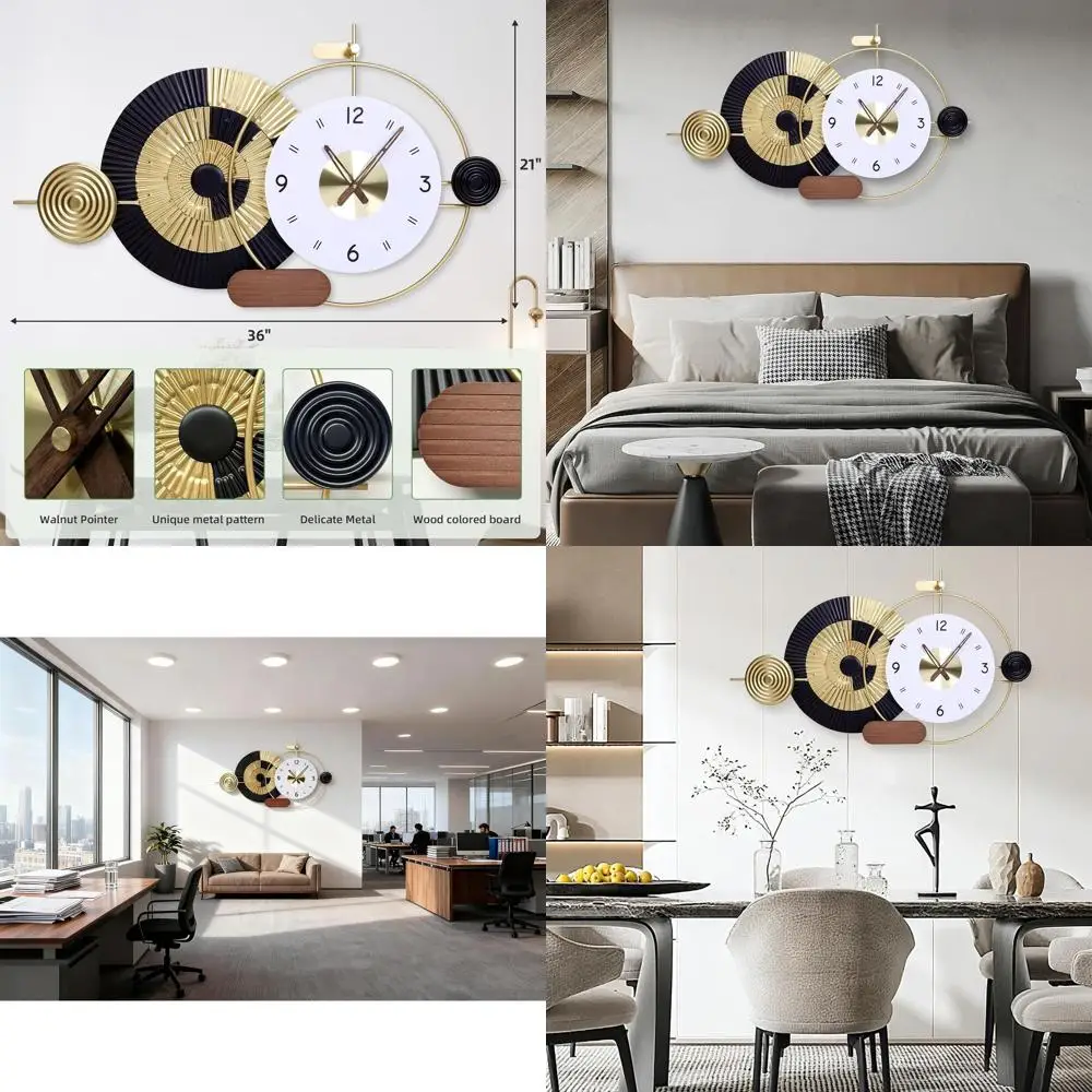 36x21 Inch Decorative Wall Clock Battery Operated Silent Non-Ticking ...