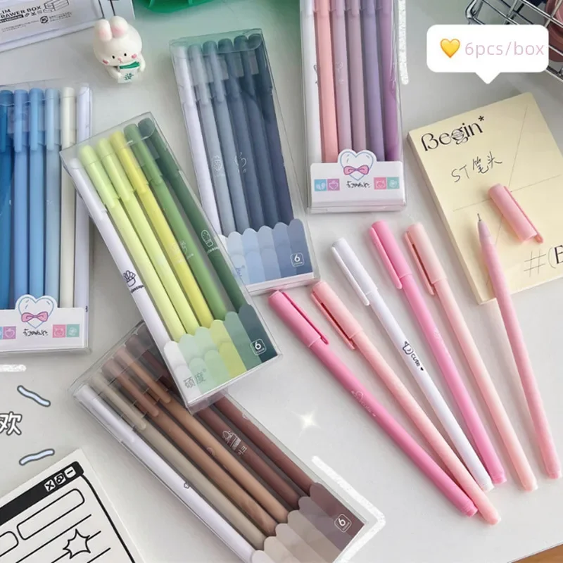 6pcs-box-Simplicity-Gel-Pen-Fashion-Gradient-Pen-Solid-Color-0-5mm ...