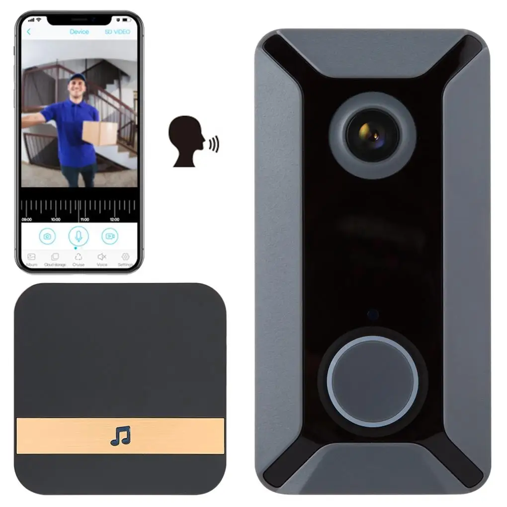 Sonnette - carillon,Sonnette wi-fi V6 720P avec caméra vidéo Cloud ...