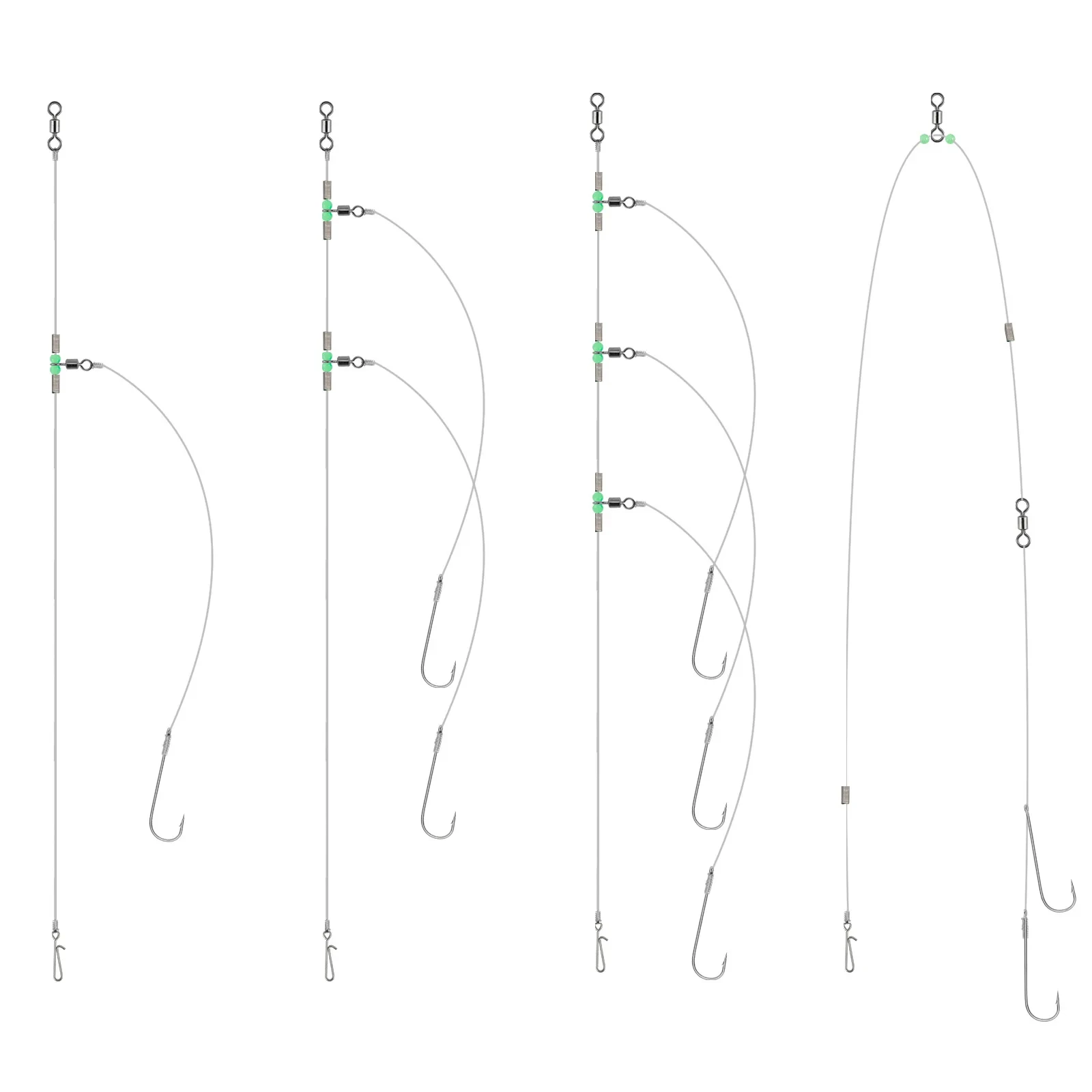 6pcs Surf Fishing Pulley Rig with Aberdeen Hook Flapper Rig Clipped Rig ...