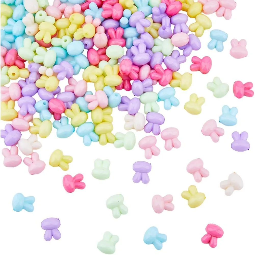 150Pcs Acrylic Rabbit Bead Easter Bunny Bead Opaque Rabbit Head Beads ...