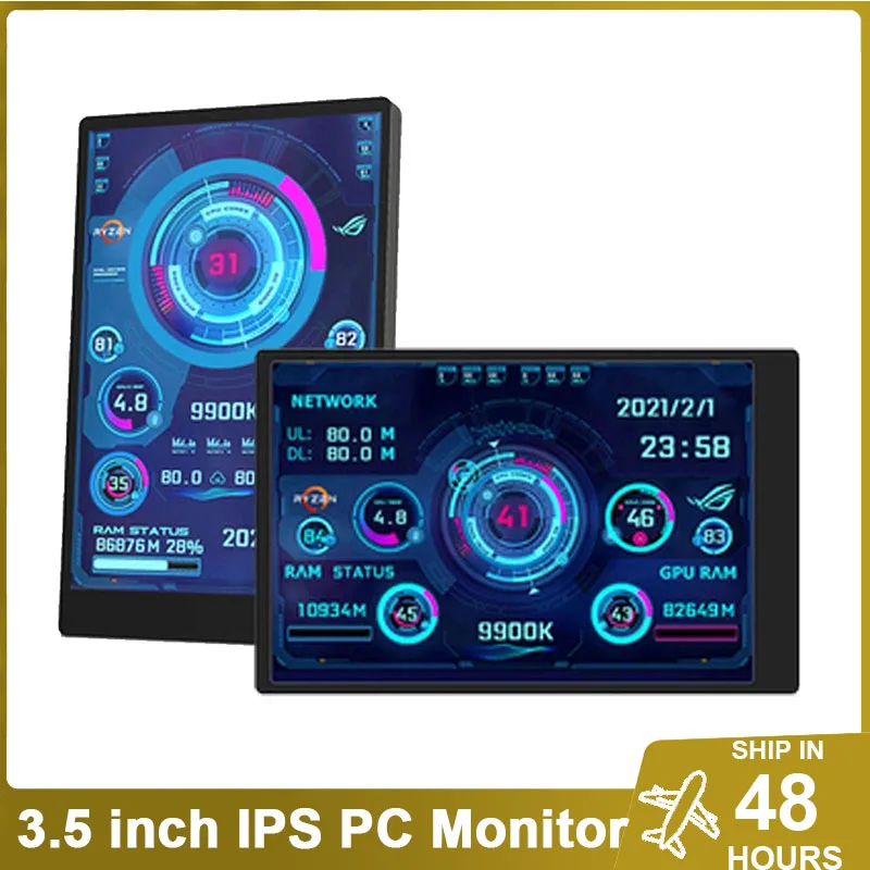 3.5 Polegada mini monitor de computador, tela secundária de 320*480 ips ...