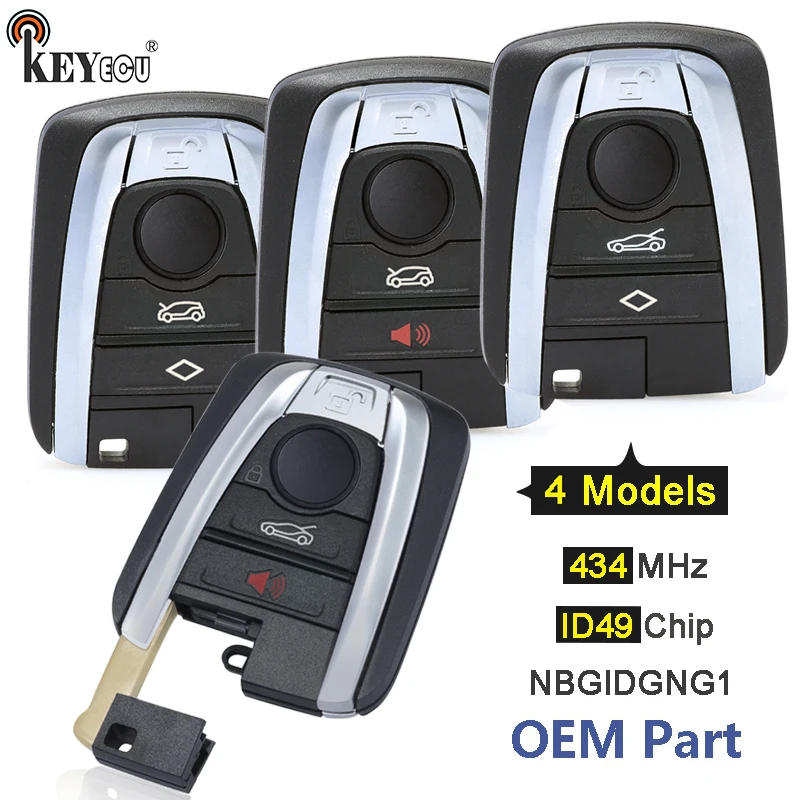KEYECU 434MHz FCC: NBGIDGNG1 OEM Parts Smart 4 Button Remote Car Key ...
