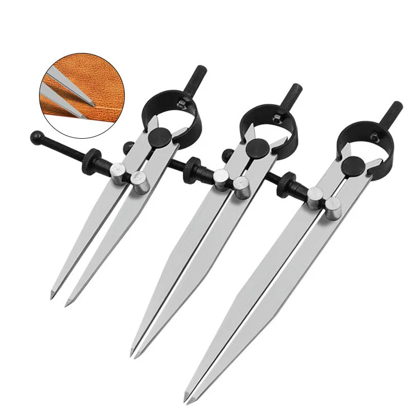 S/M/L Adjustable Lockable Steel Divider Wing Leather Compass Spacing ...
