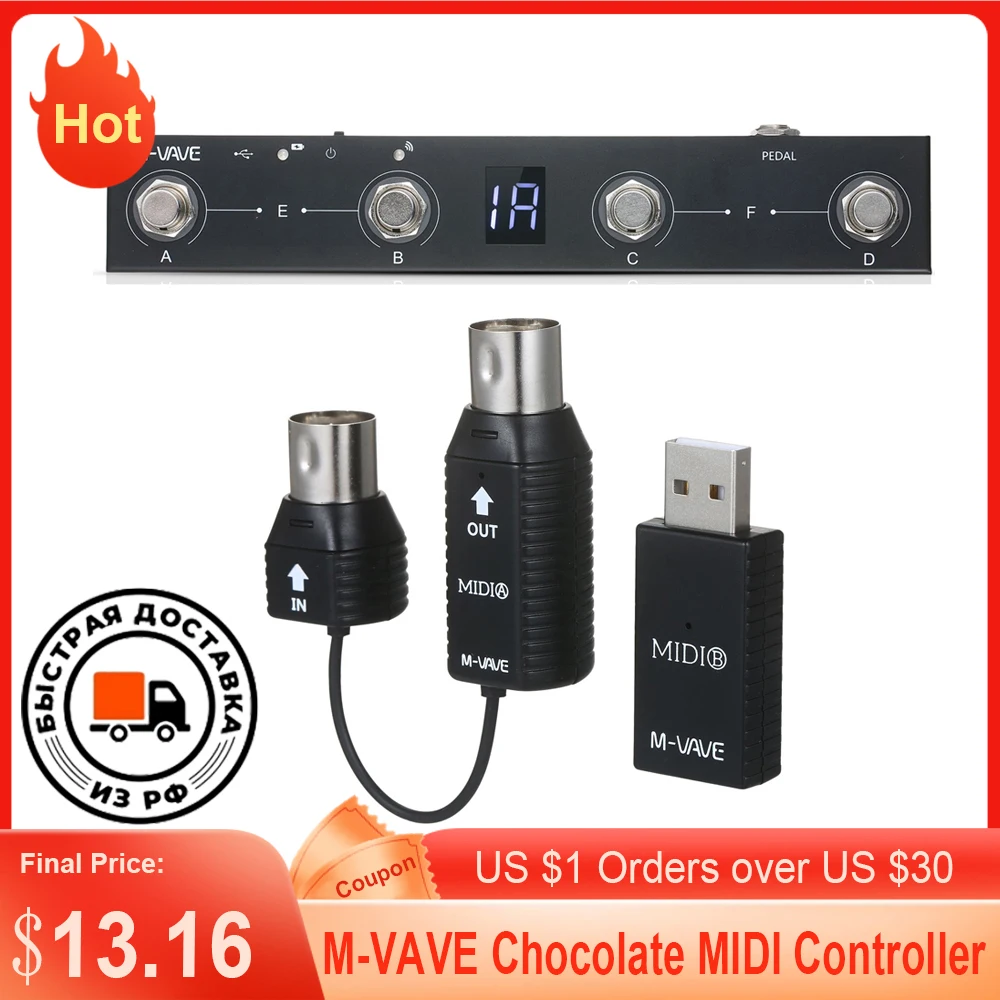 M-VAVE-Chocolate-MIDI-Controller-BT-Rechargeable-4-Buttons-MIDI-Controller-Pedal-APP-Control ...