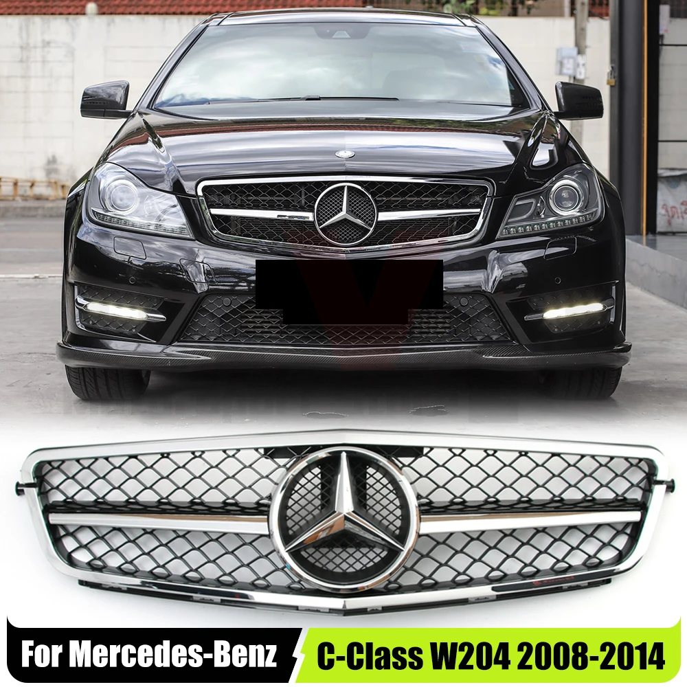Chrome Black AMG Style Racing Grille With OE Style Emblem Logo For ...