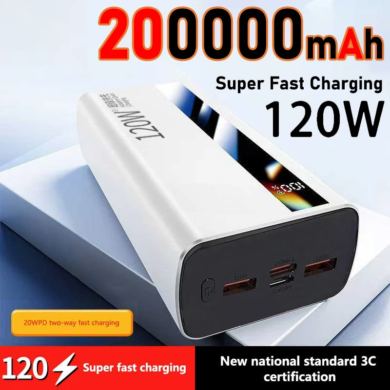 New 200000mAh Power Bank High Capacity 120W Super Fast Charging Battery ...