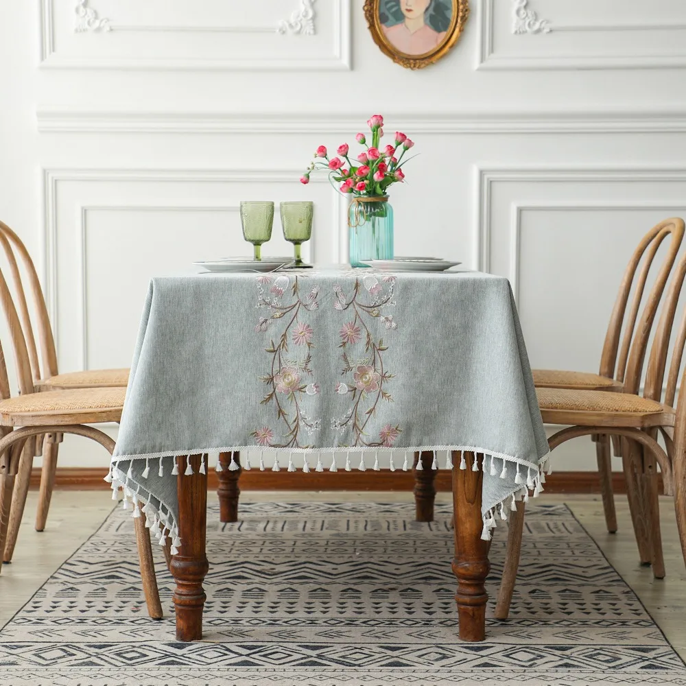 Embroidered-Floral-Pattern-Tablecloth-for-Dining-Table-Dust-Proof ...