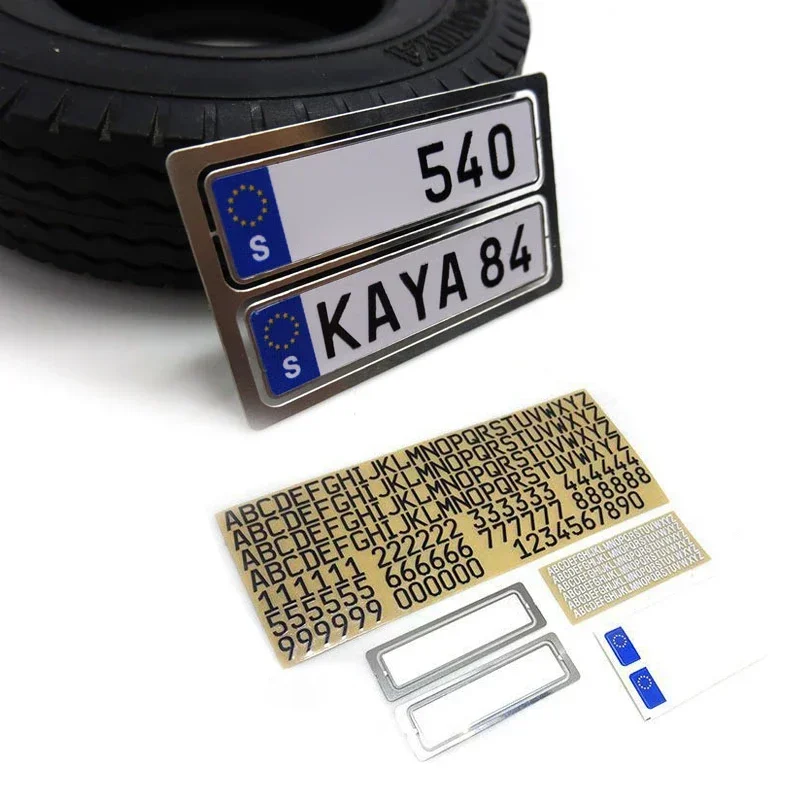 Metal Number Letters Sticker License Plate for 1/14 Tamiya RC Truck Car ...