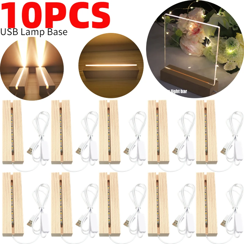 Soporte-de-luz-LED-de-madera-Base-de-l-mpara-rectangular-USB-soporte ...