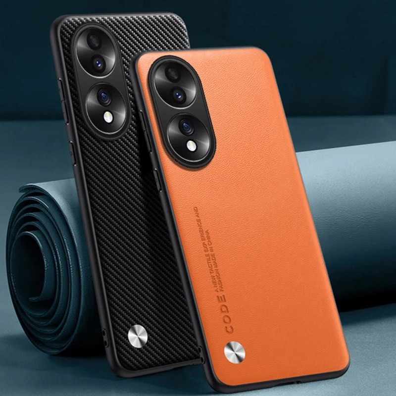 Luxury PU Leather Case For Honor 70 Back Cover Matte Silicone ...
