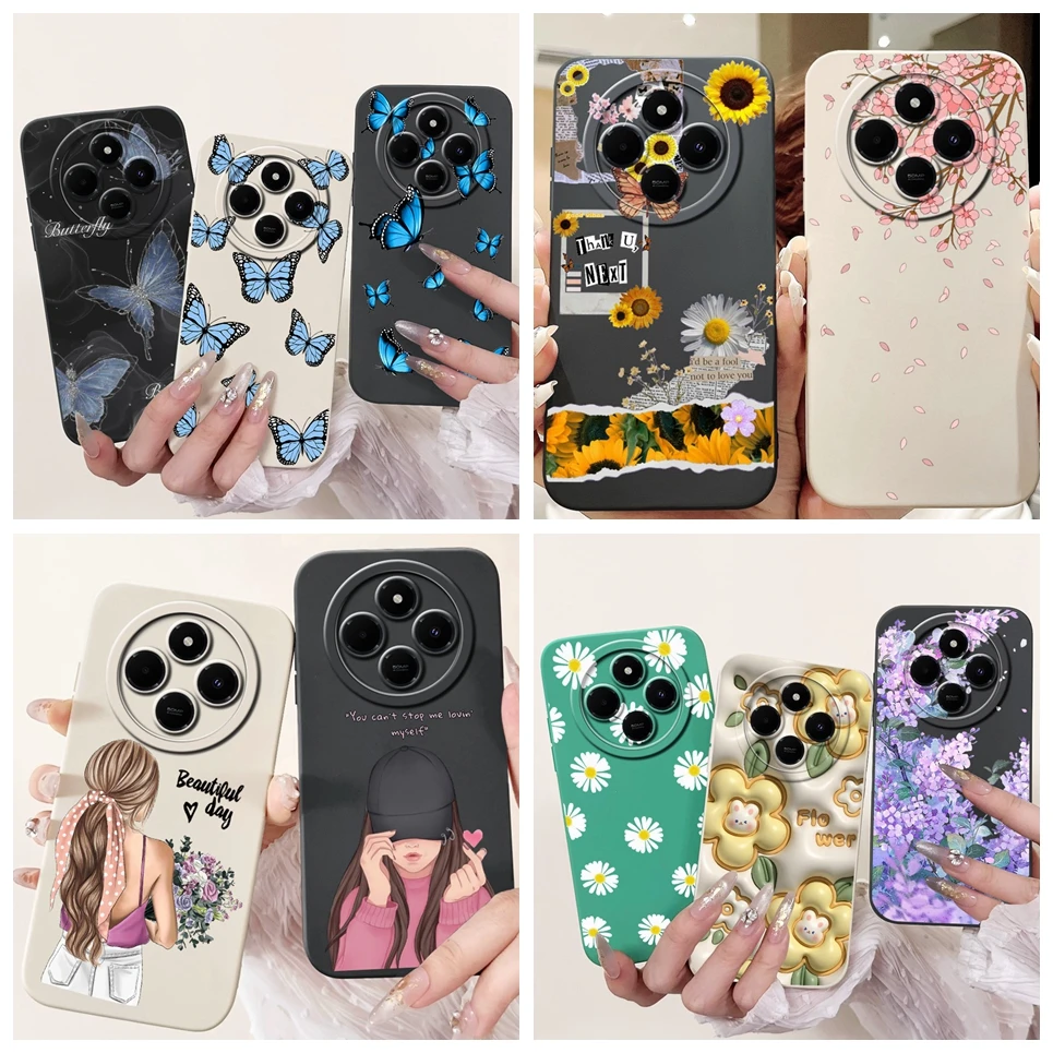 For Redmi 14C 4G Case Fashion Girl Flower Butterfly Soft Silicone ...