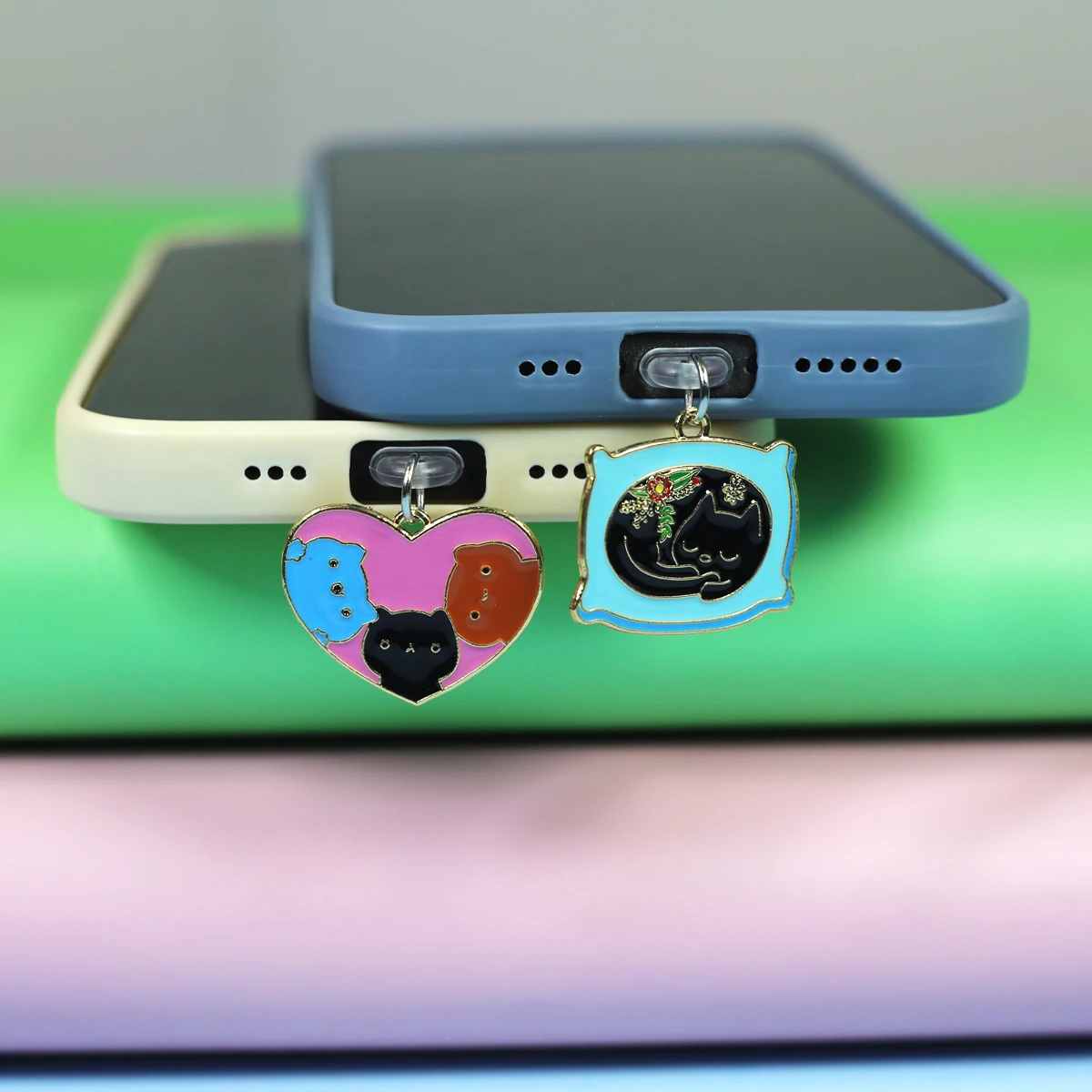 Cute-Kitten-Pillow-Cat-Heart-Shaped-Cats-Phone-Dust-plug-Pendant-Phone ...