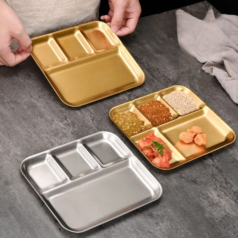 3-4-5-Grids-Korean-Divided-Sauce-Plate-Stainless-Steel-Roast-Meat ...